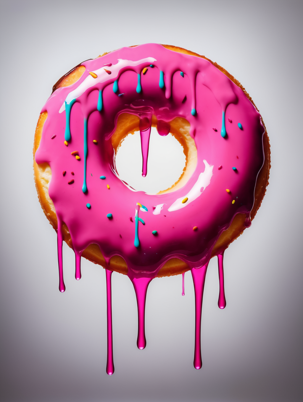 Premium Free ai Images | painting of donut dripping in neon paint ...