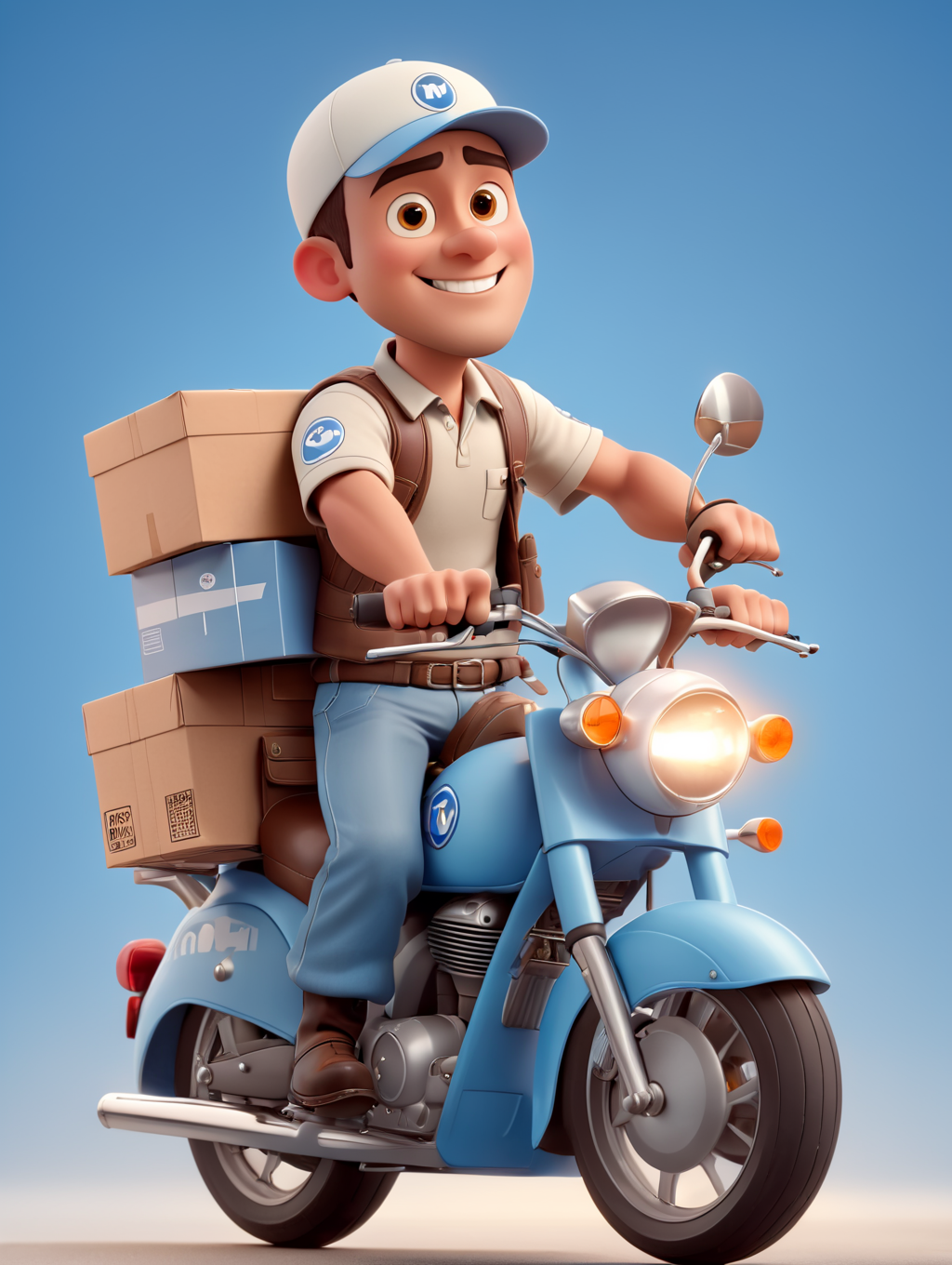 Premium Free ai Images | man on motorcycle making courier delivery with ...