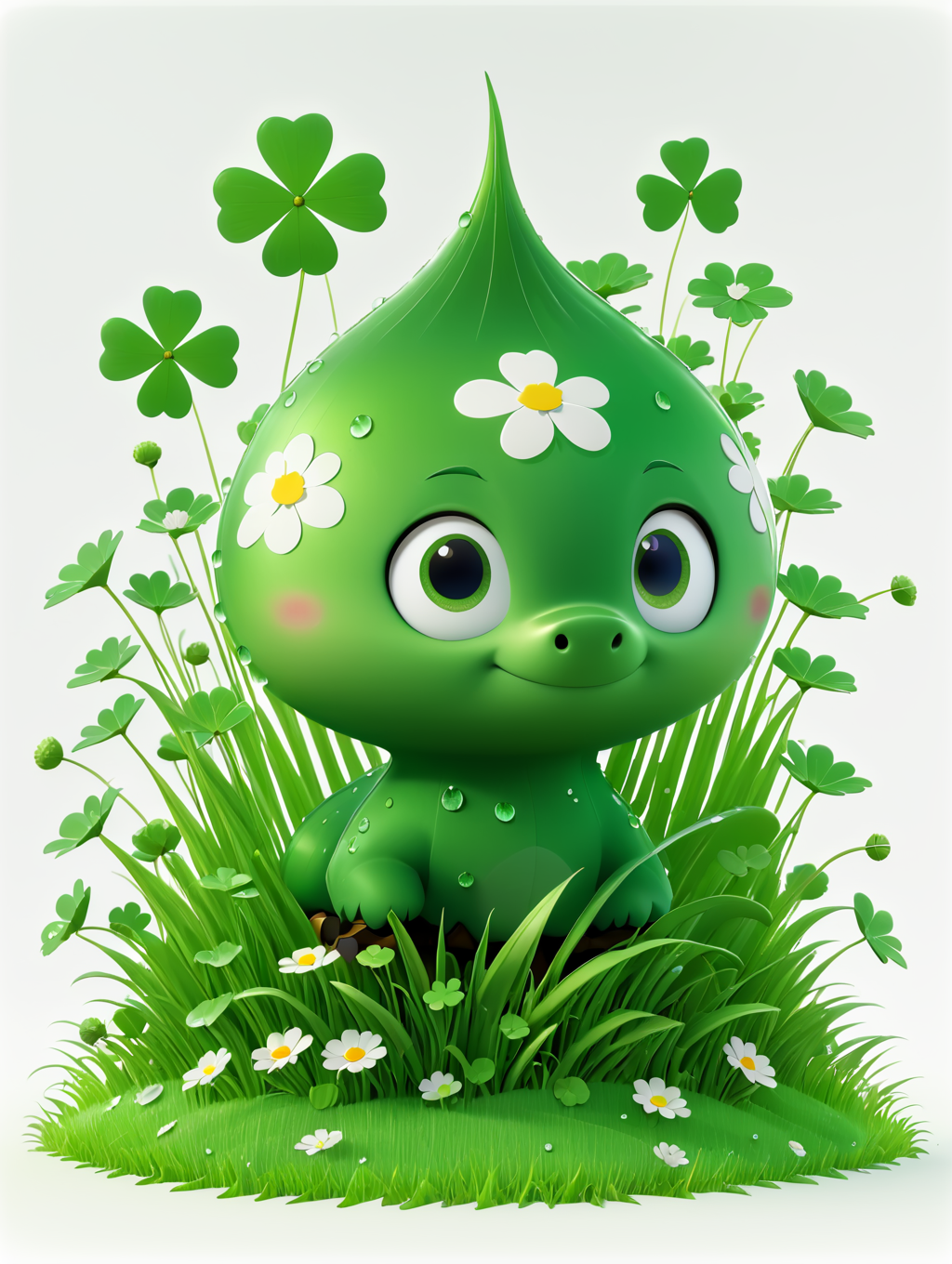 Premium Free ai Images | trava rosoj klever na belom fone