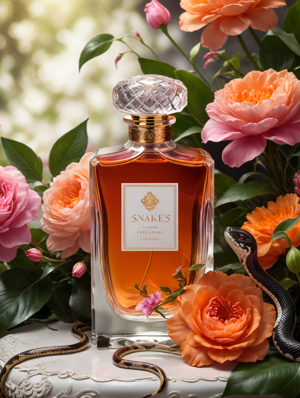 Premium Free ai Images | luxury perfume bottle with blanc label snakes ...