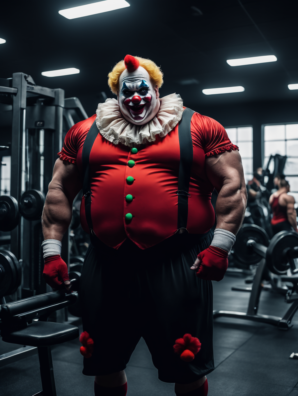 Premium Free ai Images | obese blonde bodybuilder male dressed as clown ...
