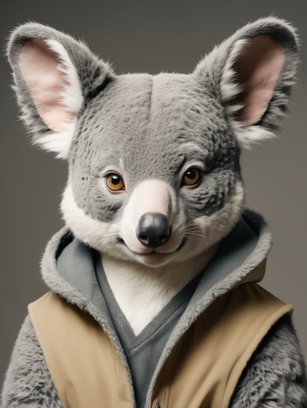Premium Free ai Images | animal character half koala half wolf