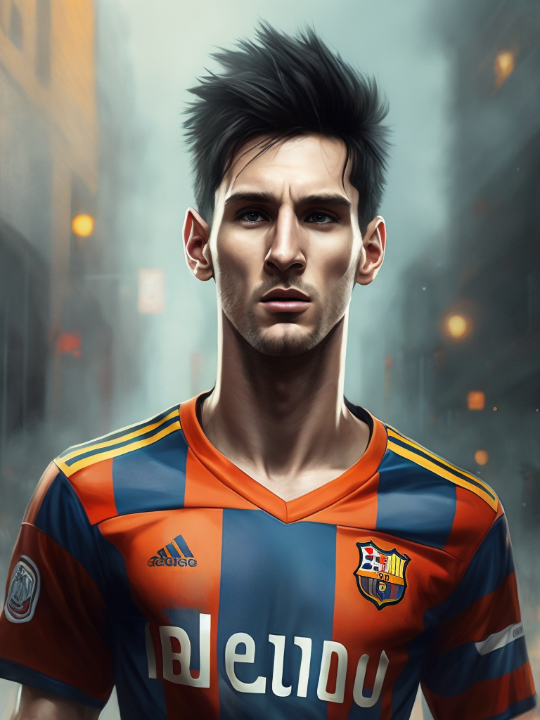 Premium Free ai Images | the year old lionel messi with the blue and ...
