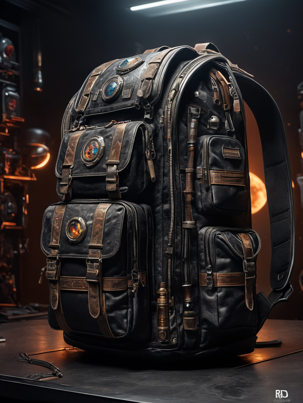 Premium Free ai Images | black space backpack with magnetic thruster on ...
