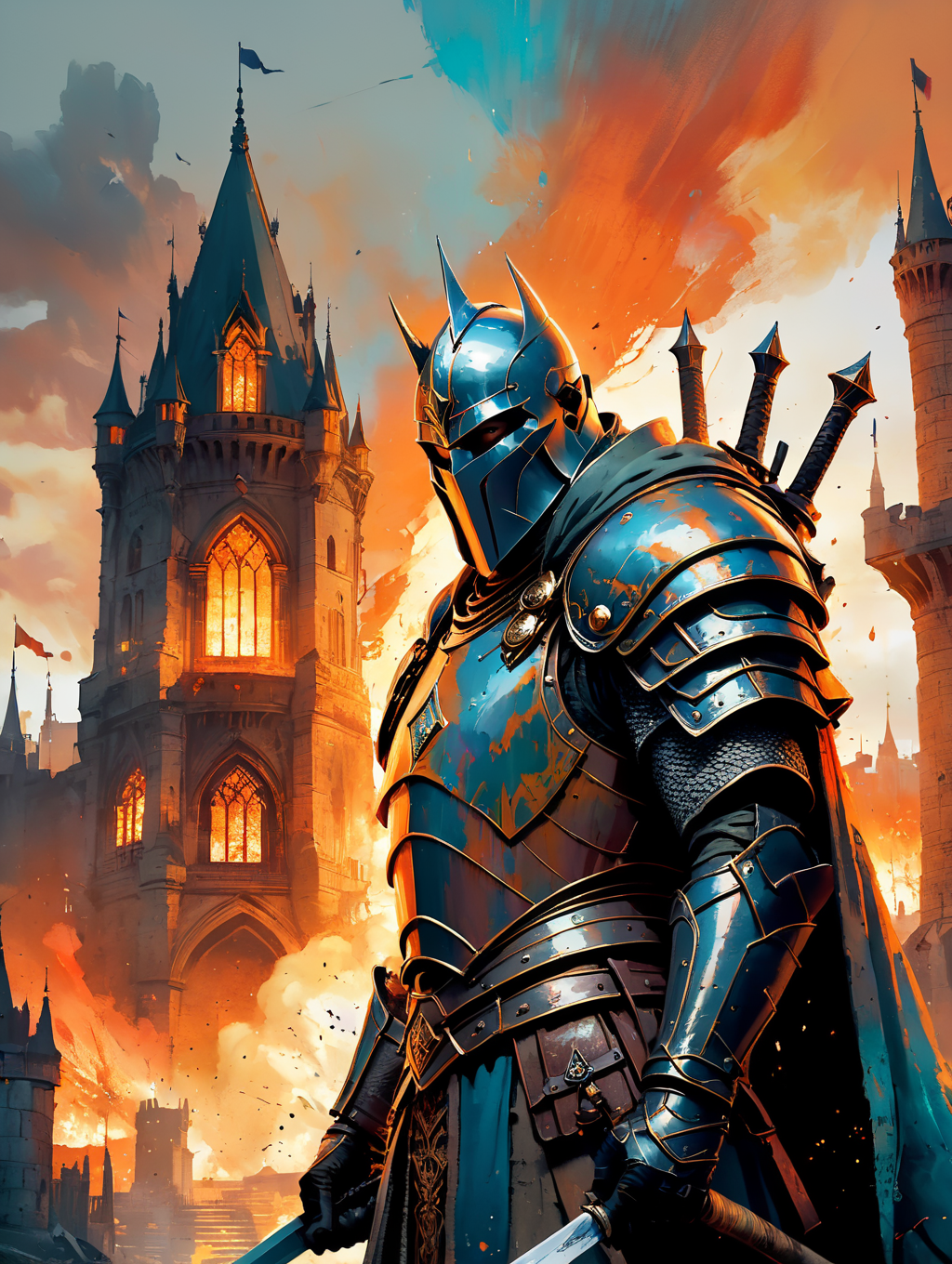 Premium Free ai Images | king arthur castle war fire shield