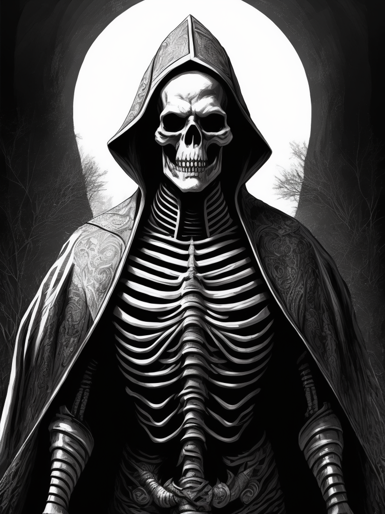 Premium Free ai Images | black and white ink illustration of scary ...