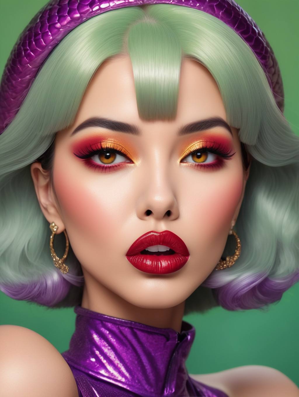 Premium Free ai Images | viper glossy lips throwing kiss red and yellow ...