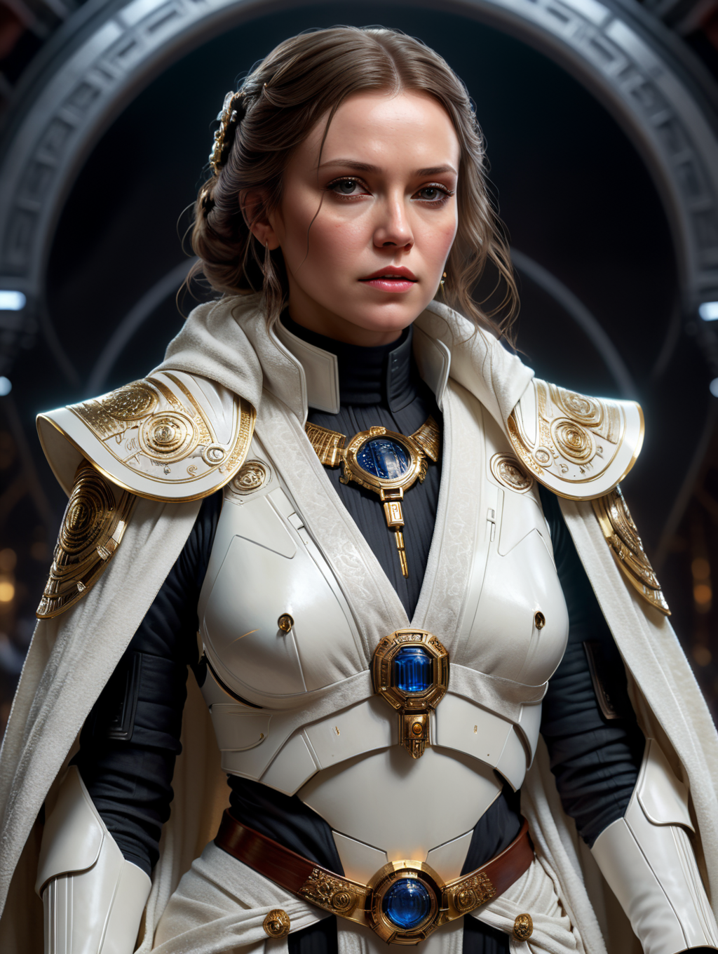 Premium Free ai Images | female star wars senator in white robe luxurious