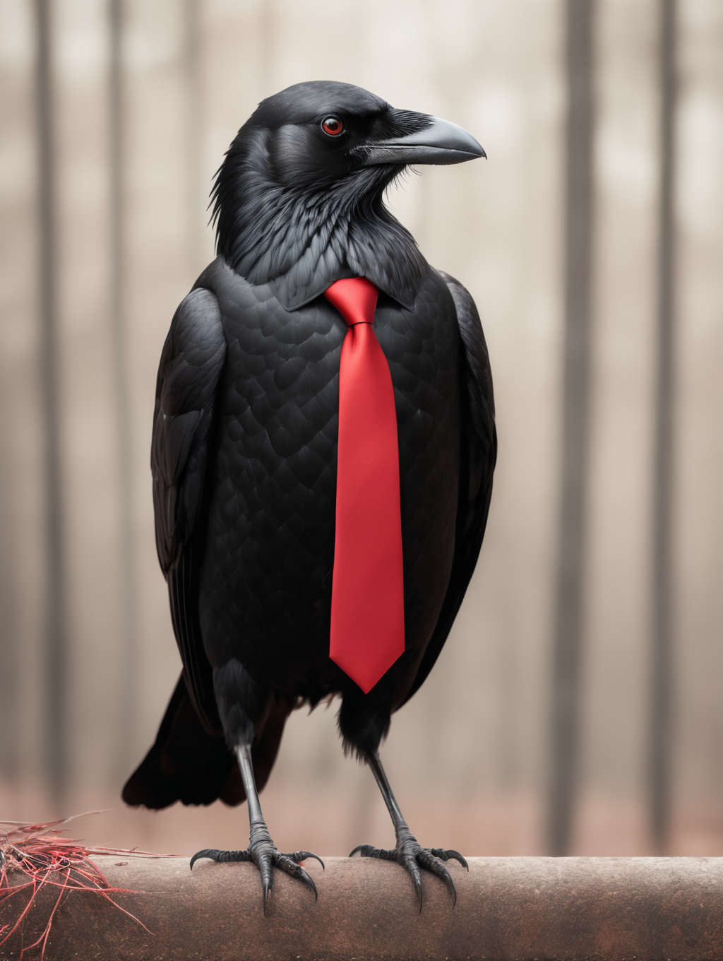 Premium Free ai Images | black crow with red tie
