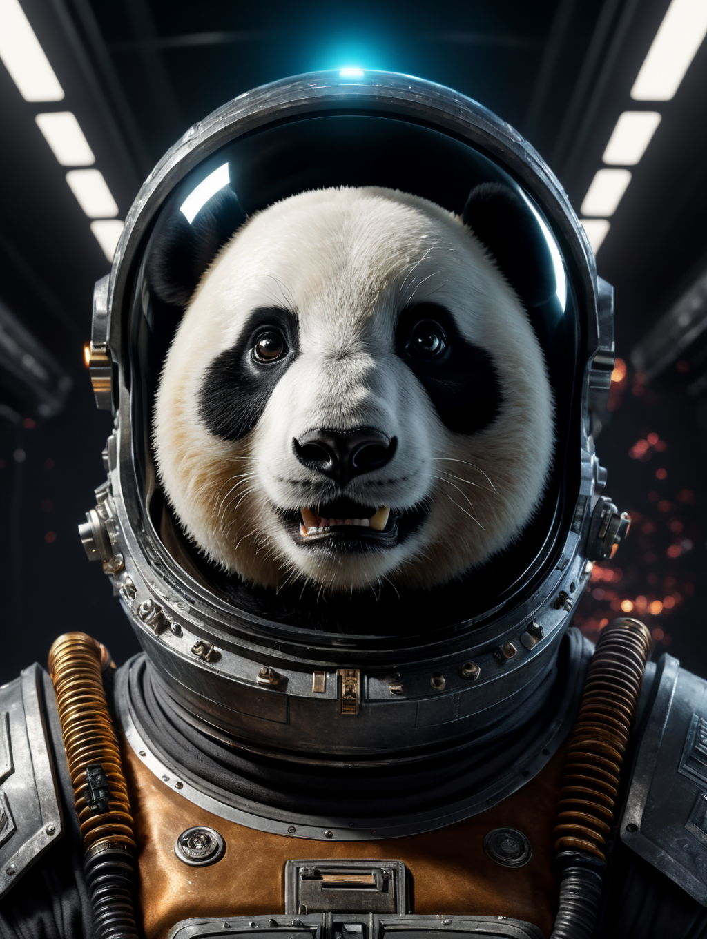 Premium Free ai Images | panda bear in space helmet in space