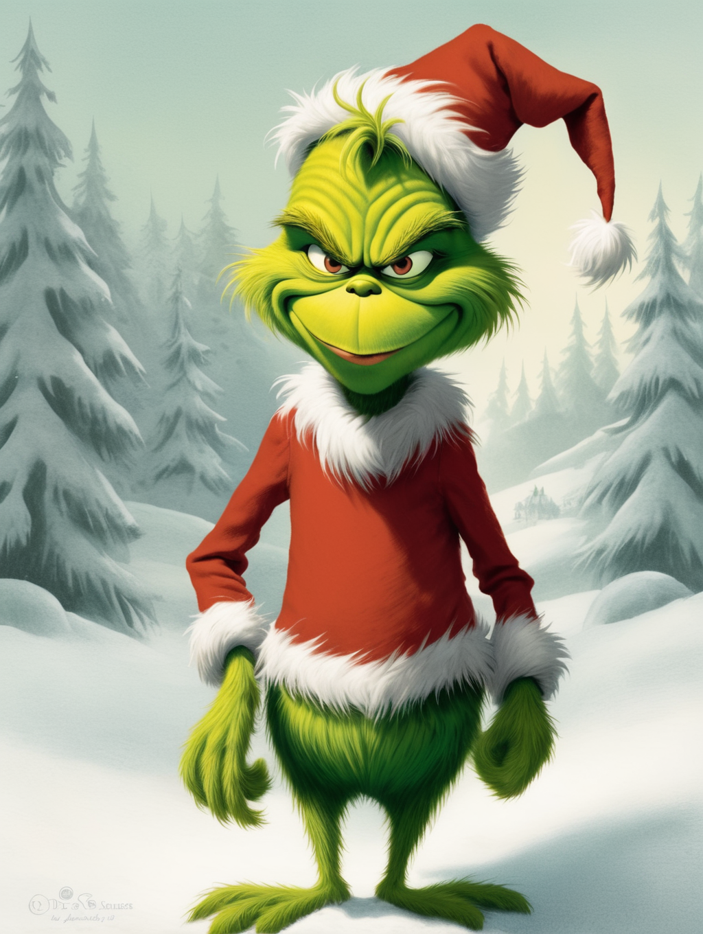Premium Free ai Images | childrens book illustration of the grinch by ...