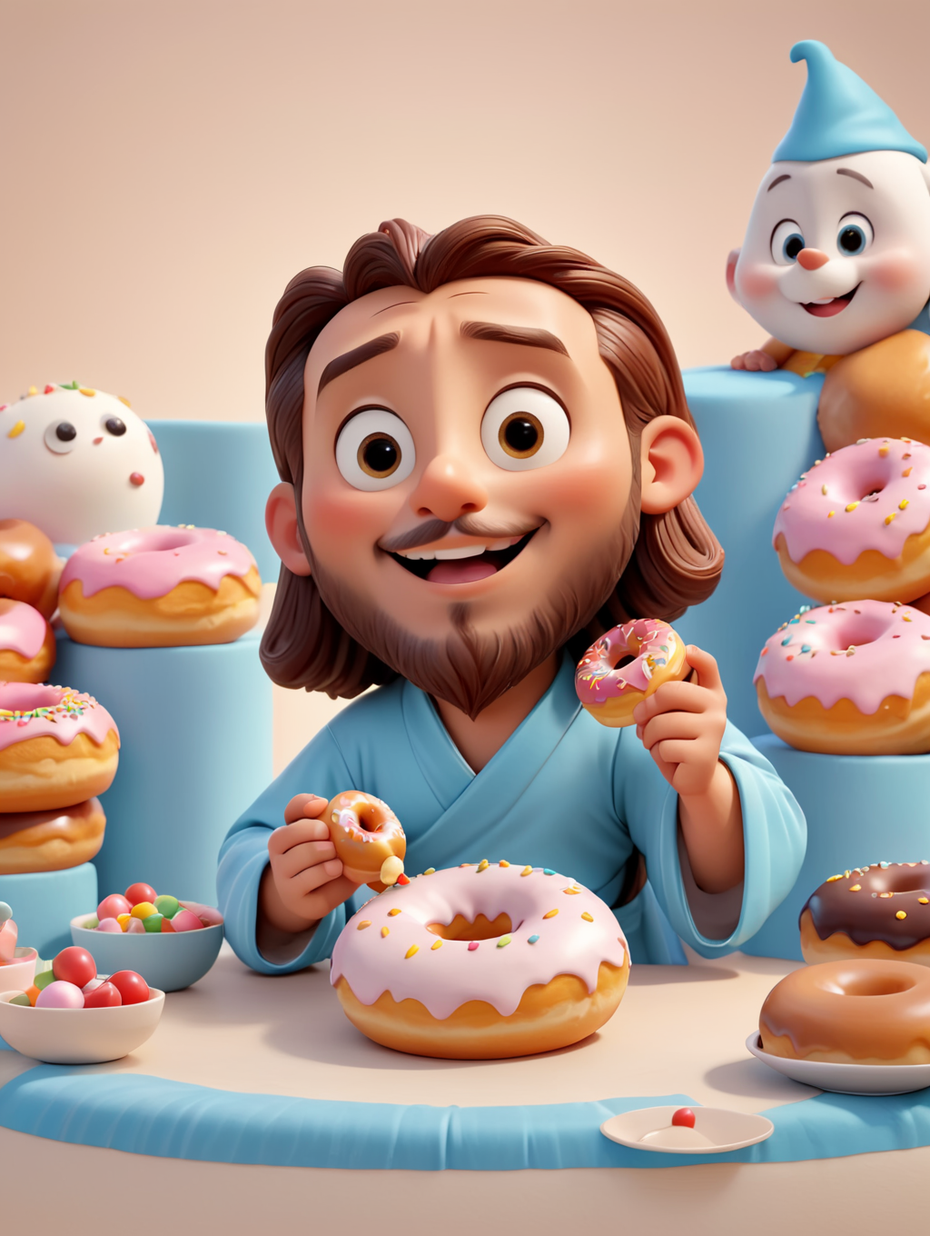 Premium Free ai Images | jesus eating sweet donut