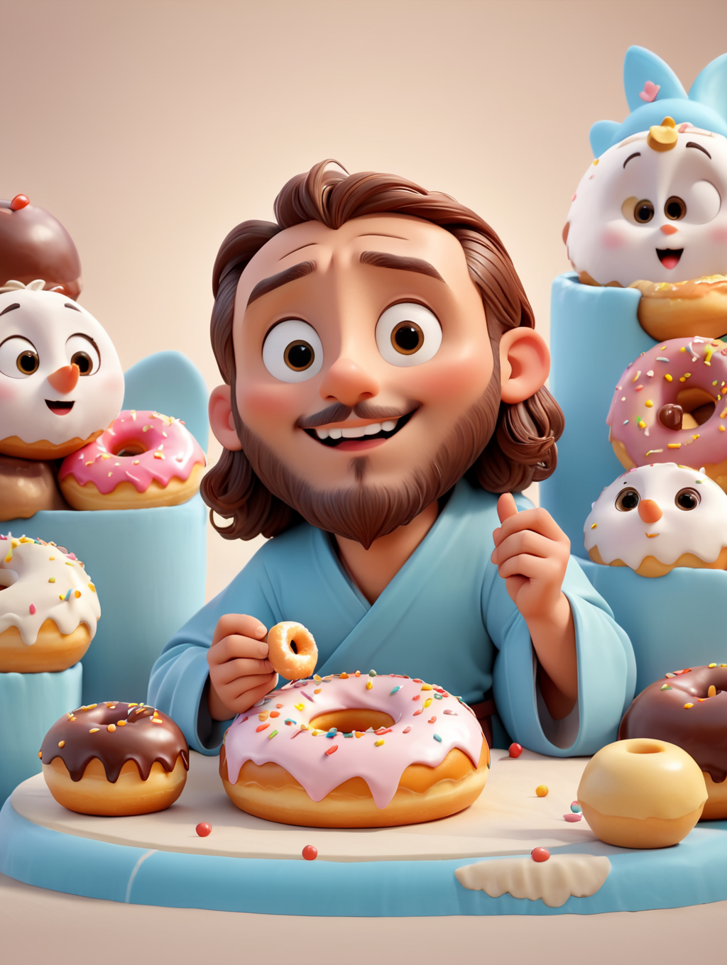 Premium Free ai Images | jesus eating sweet donut