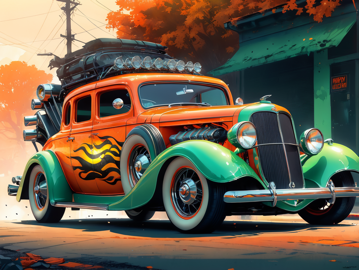 Premium Free ai Images | vector flat illustration of classic car ...