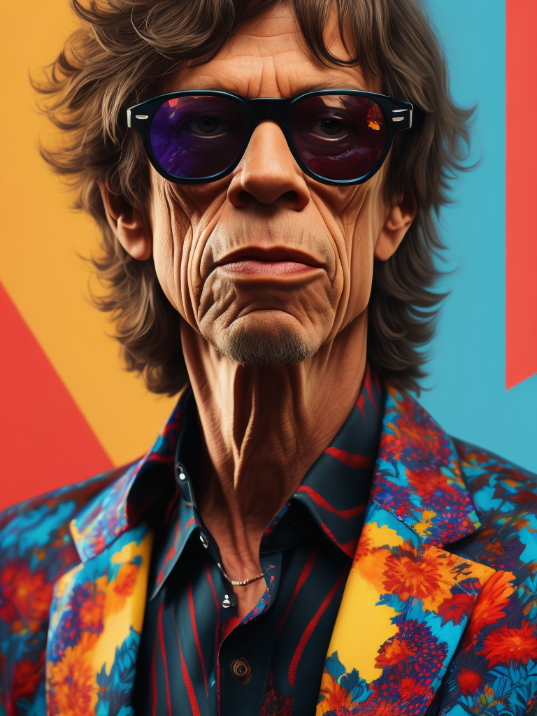 Premium Free ai Images | mick jagger wearing brightly patterned jacket ...