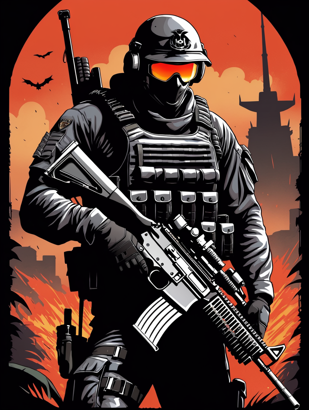 Premium Free ai Images | shirt illustration modern warfare soldier ...