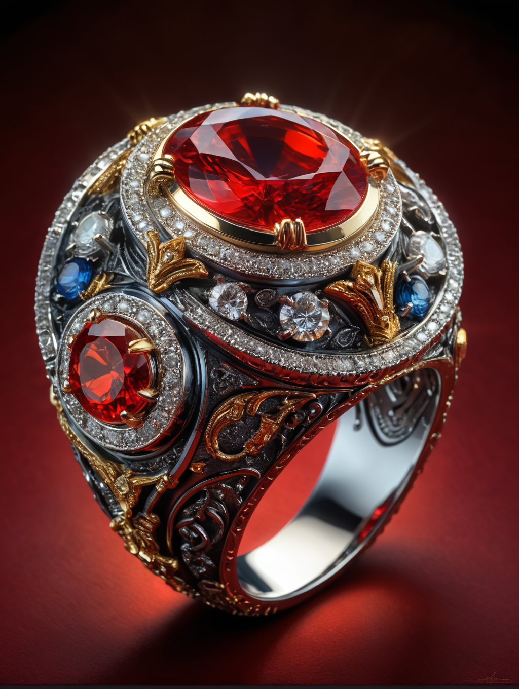 Premium Free ai Images | royal golden ring with diamond fantasy style ...