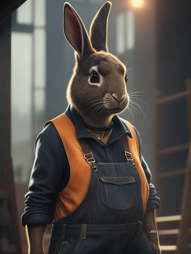 Premium Free ai Images | rabbit stylized as worker in overalls