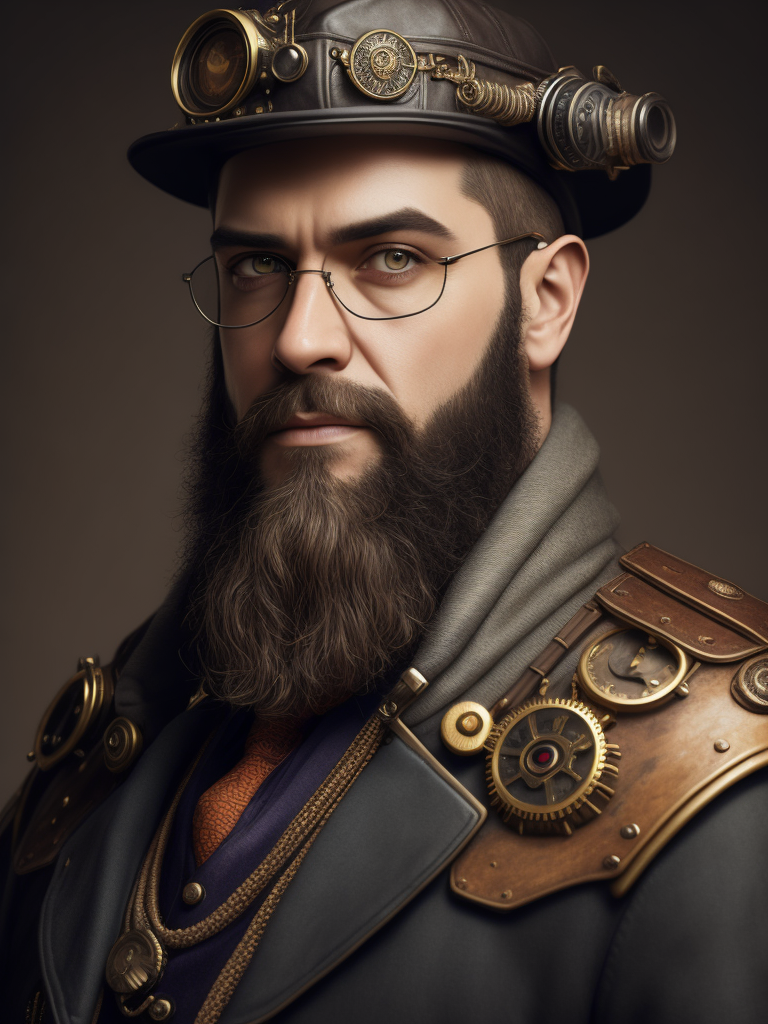 Premium Free ai Images | steampunk portrait of men with beard