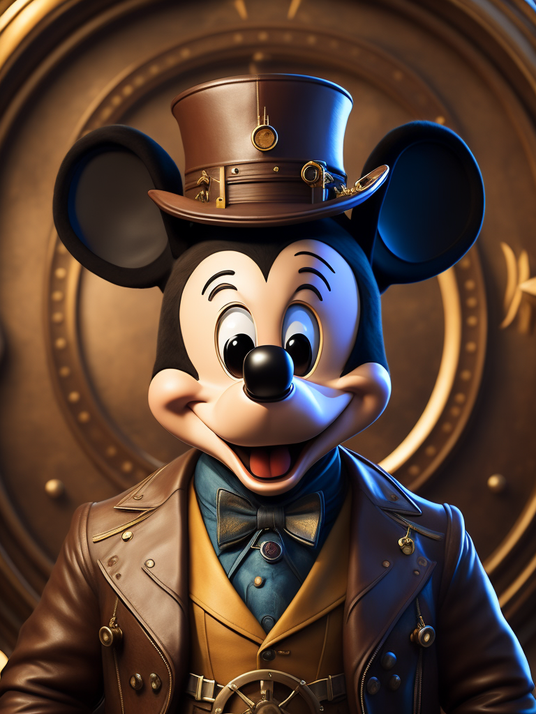 Premium Free ai Images | portrait of mickey mouse in steampunk style ...