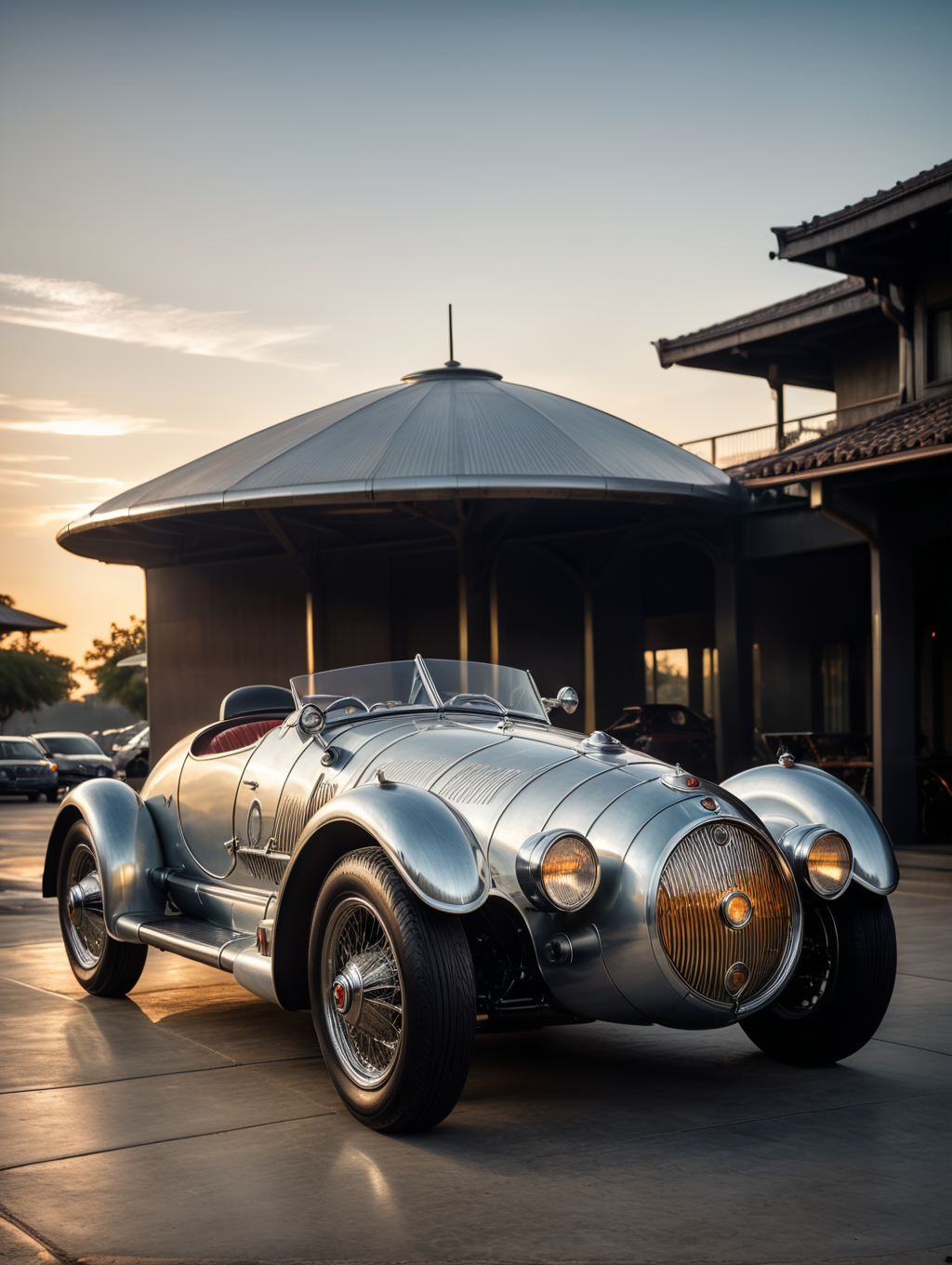 Premium Free ai Images | retro futuristic steam car satin steel ...