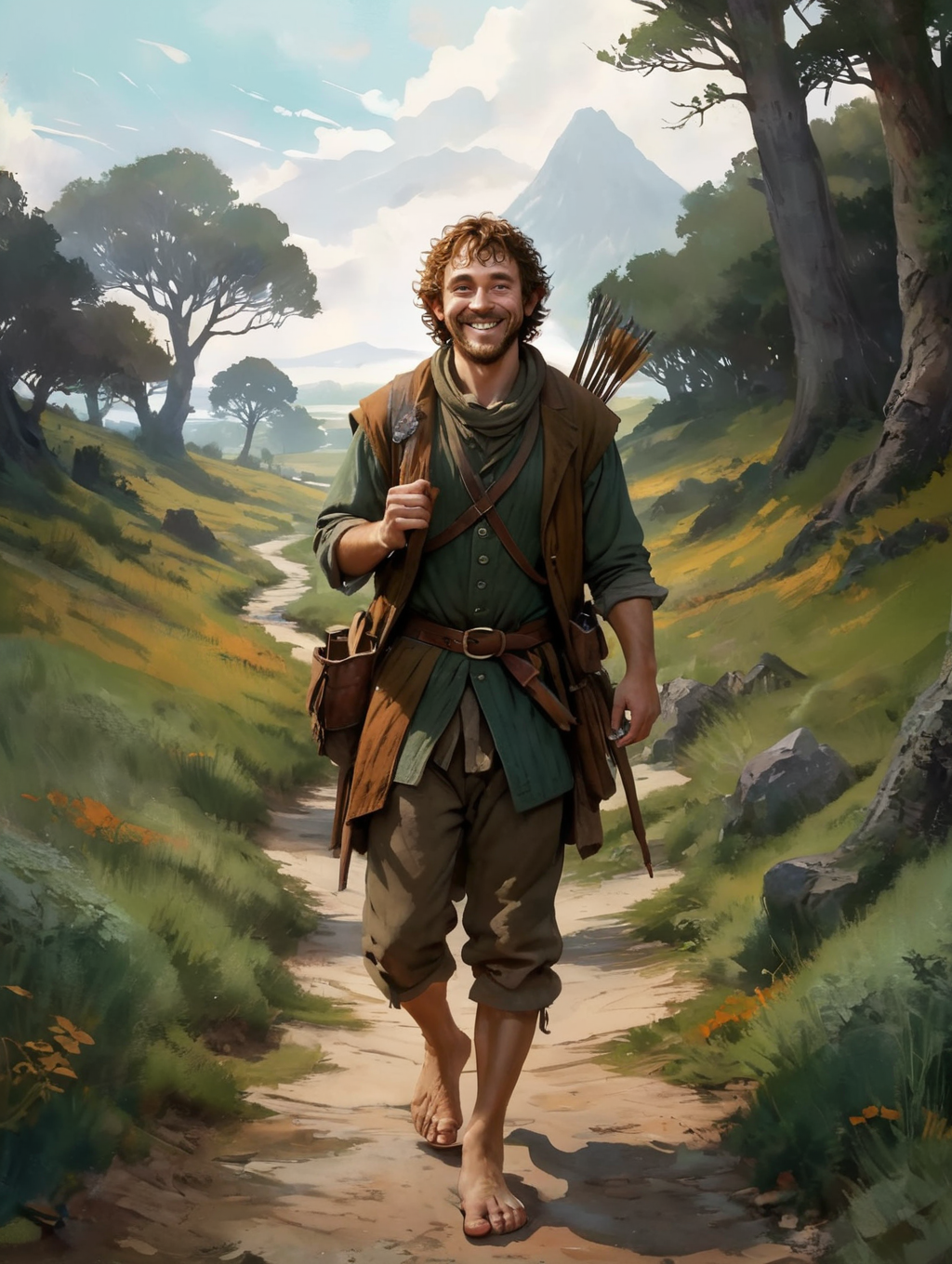 Premium Free ai Images | hobbit man barefoot weed pipe male man short ...