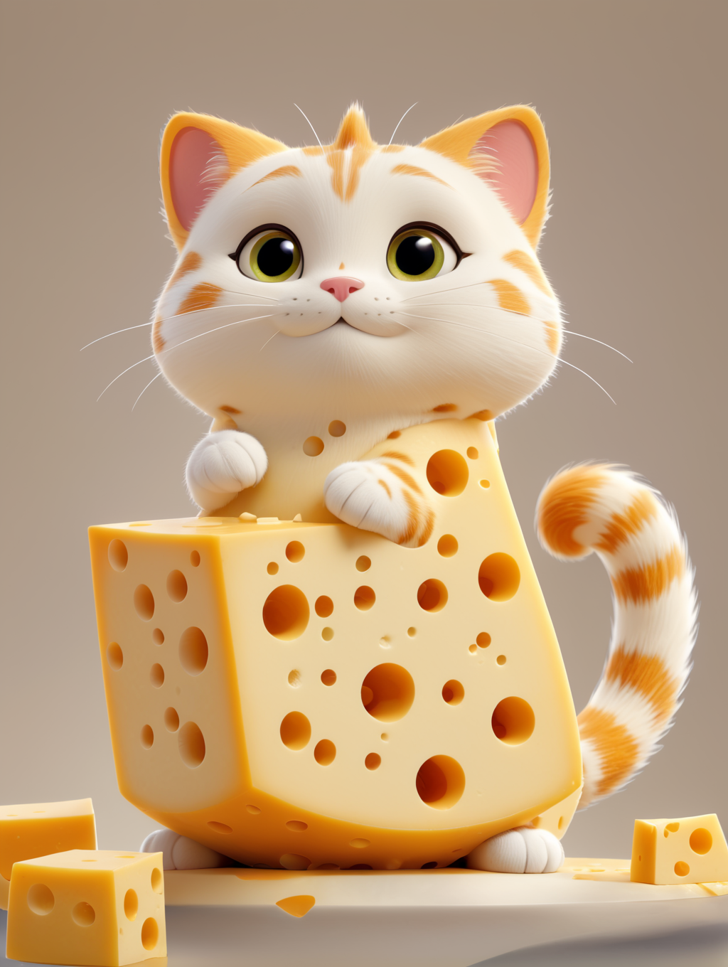 Premium Free ai Images | cheese cat made from swiss cheese