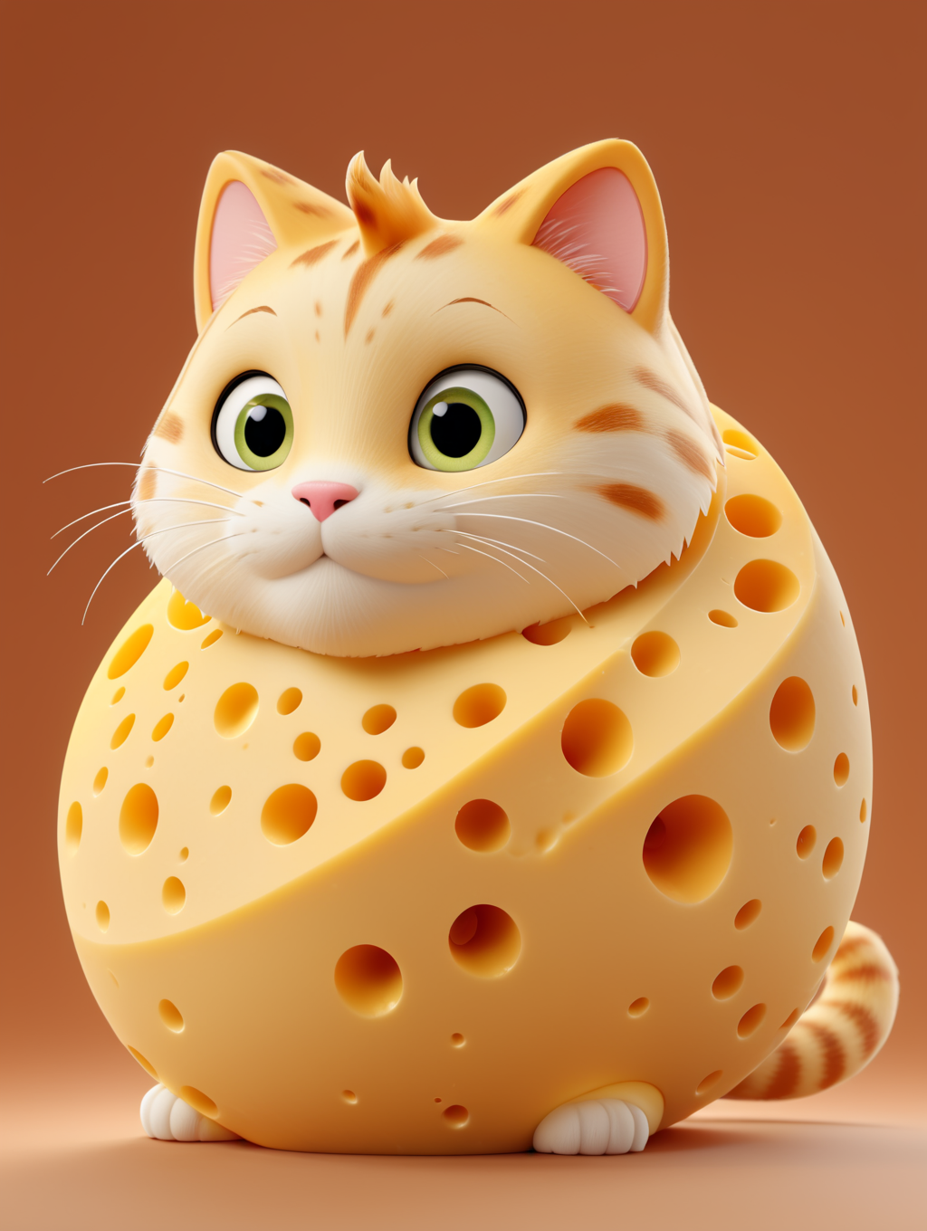 Premium Free ai Images | cheese cat made from swiss cheese
