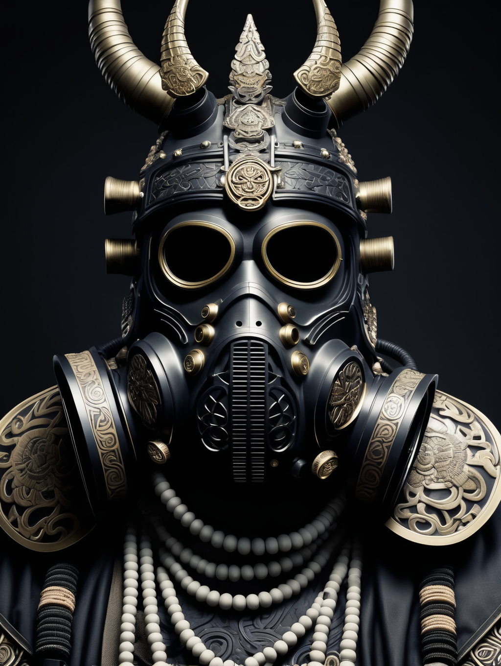 Premium Free ai Images | samurai wit hgas mask tribal version with dark ...
