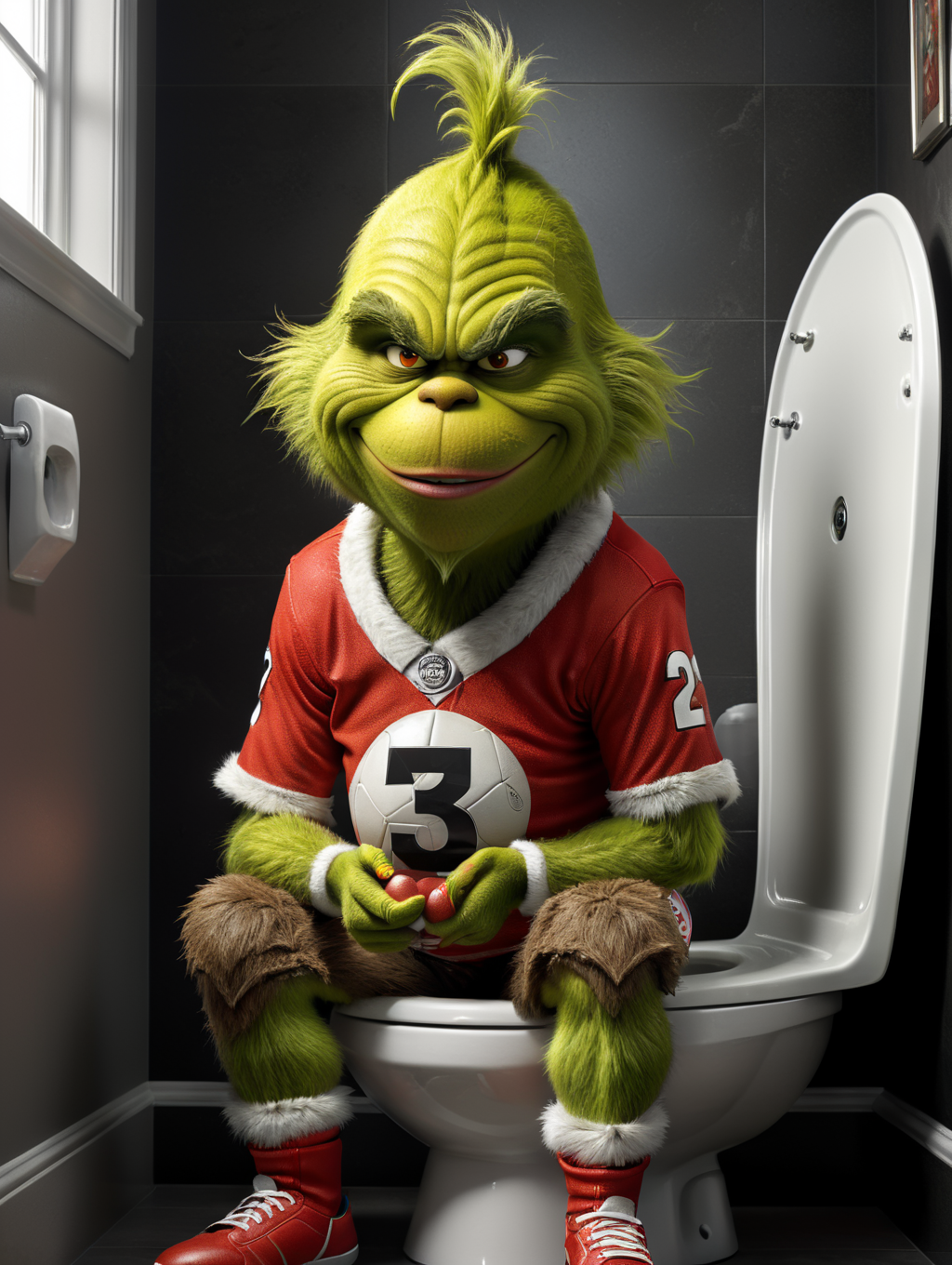 Premium Free ai Images | profile side of the grinch wearing football ...