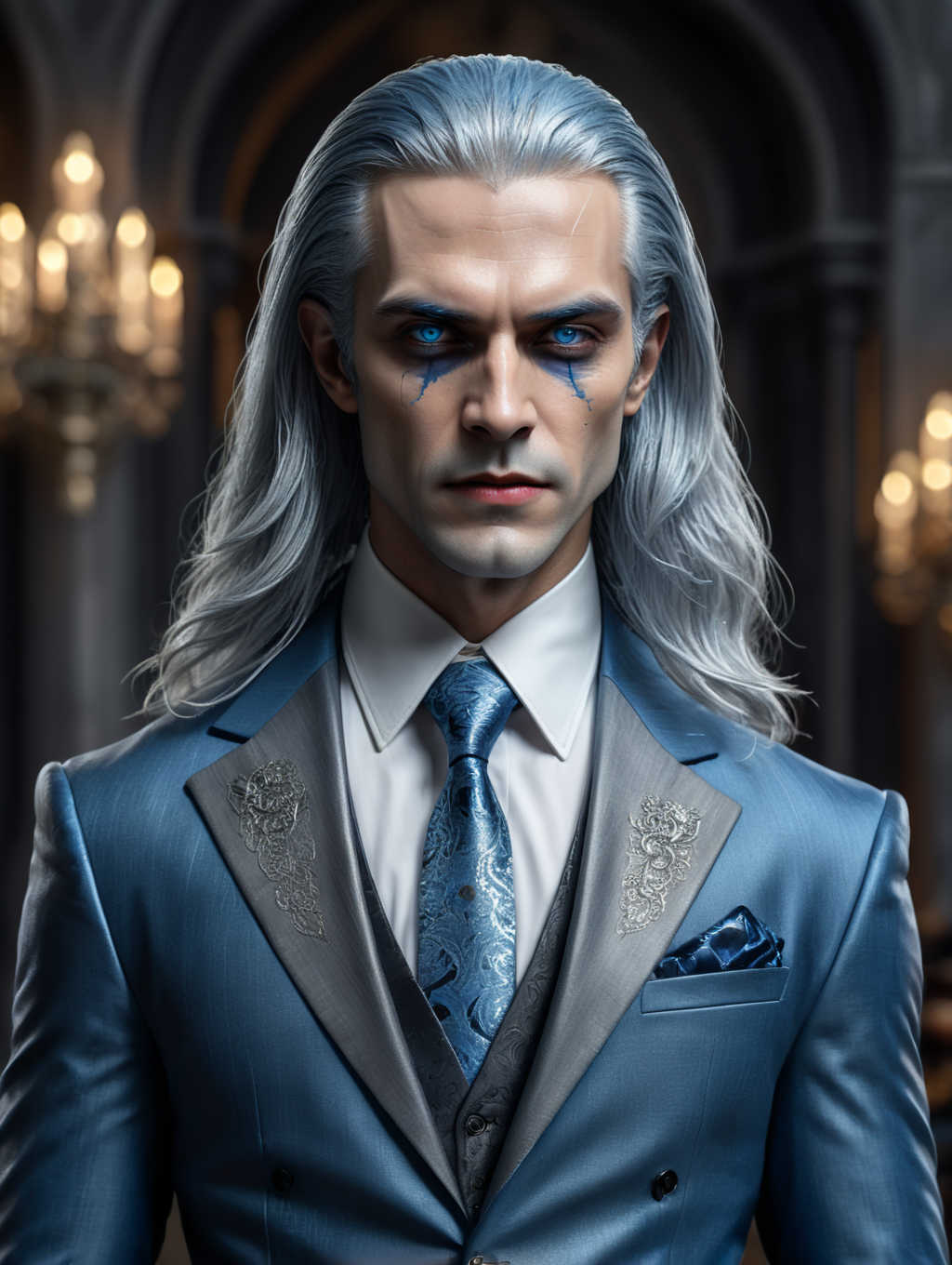 Premium Free ai Images | high society modern vampire with blue skin and ...