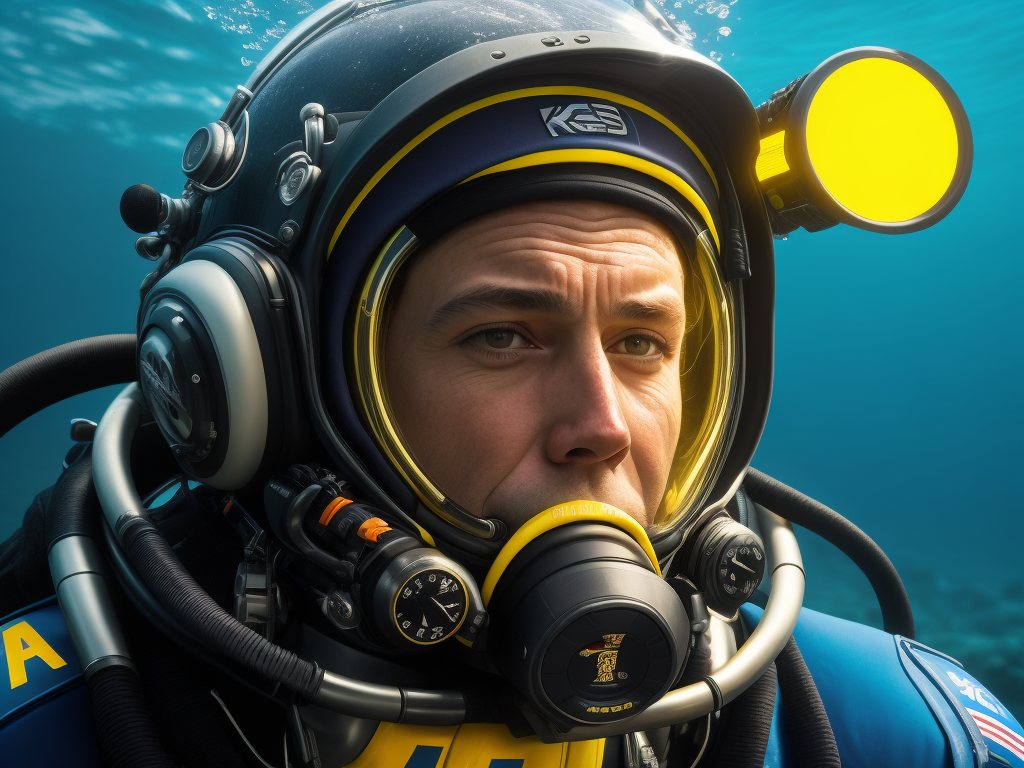 Premium Free ai Images | commercial diver wearing kirby morgan km dive helmet underwater ultra ...