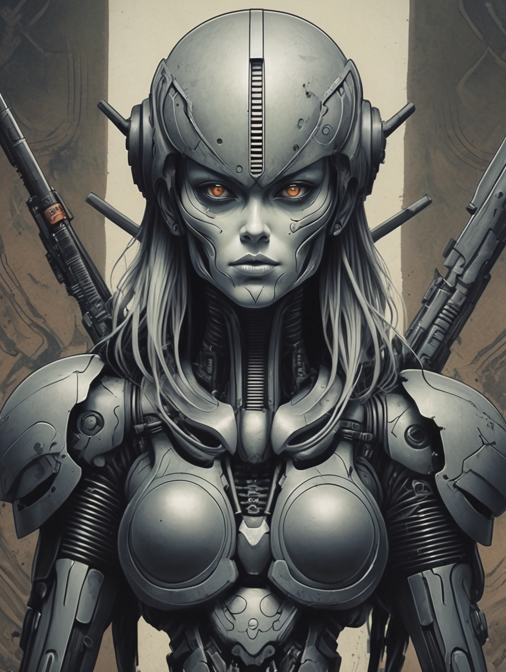 Premium Free ai Images | style evangelion zombie robotic woman soldier ...