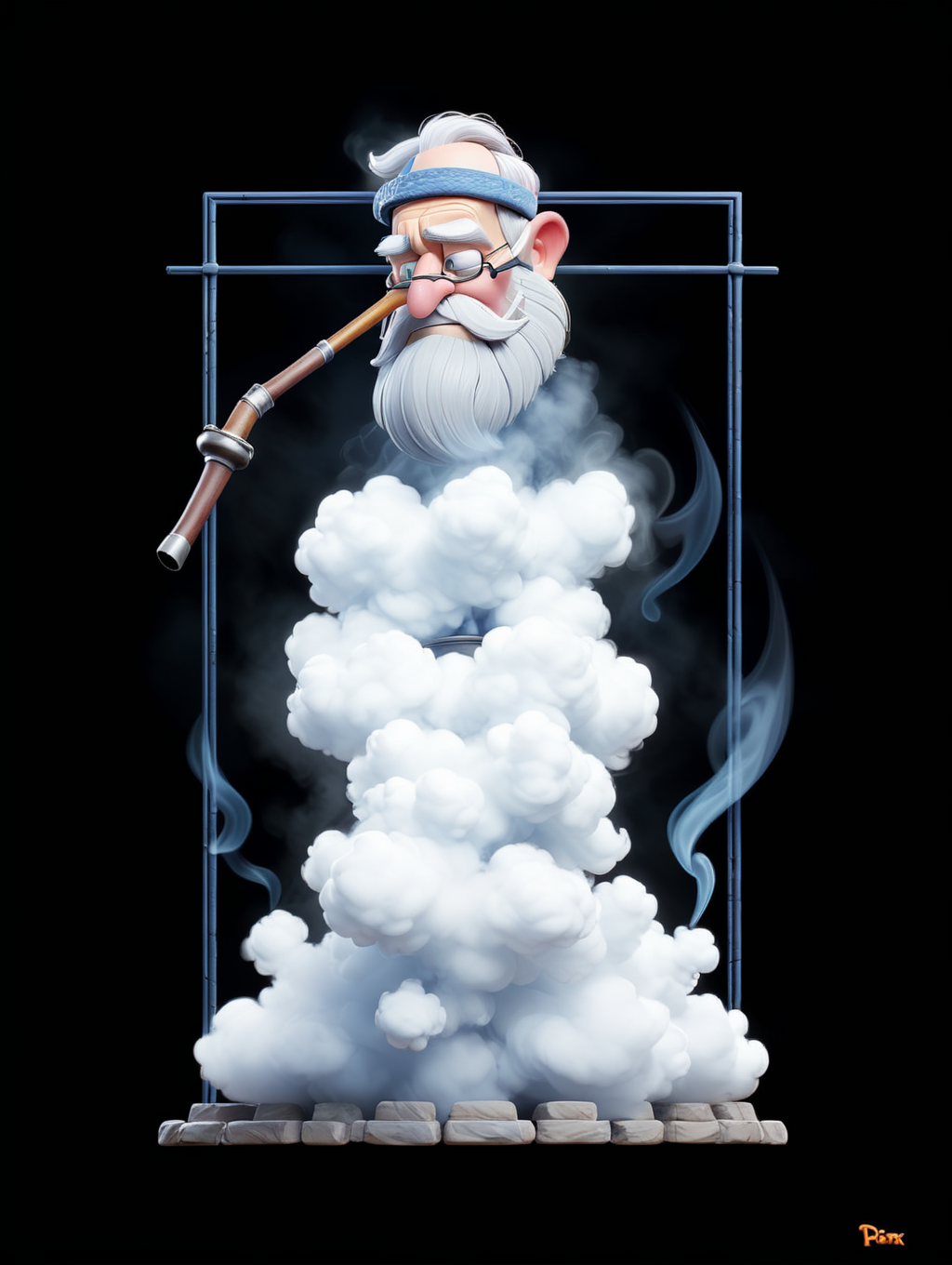 Premium Free ai Images | old wizard smoking large pipe with huge cloud ...