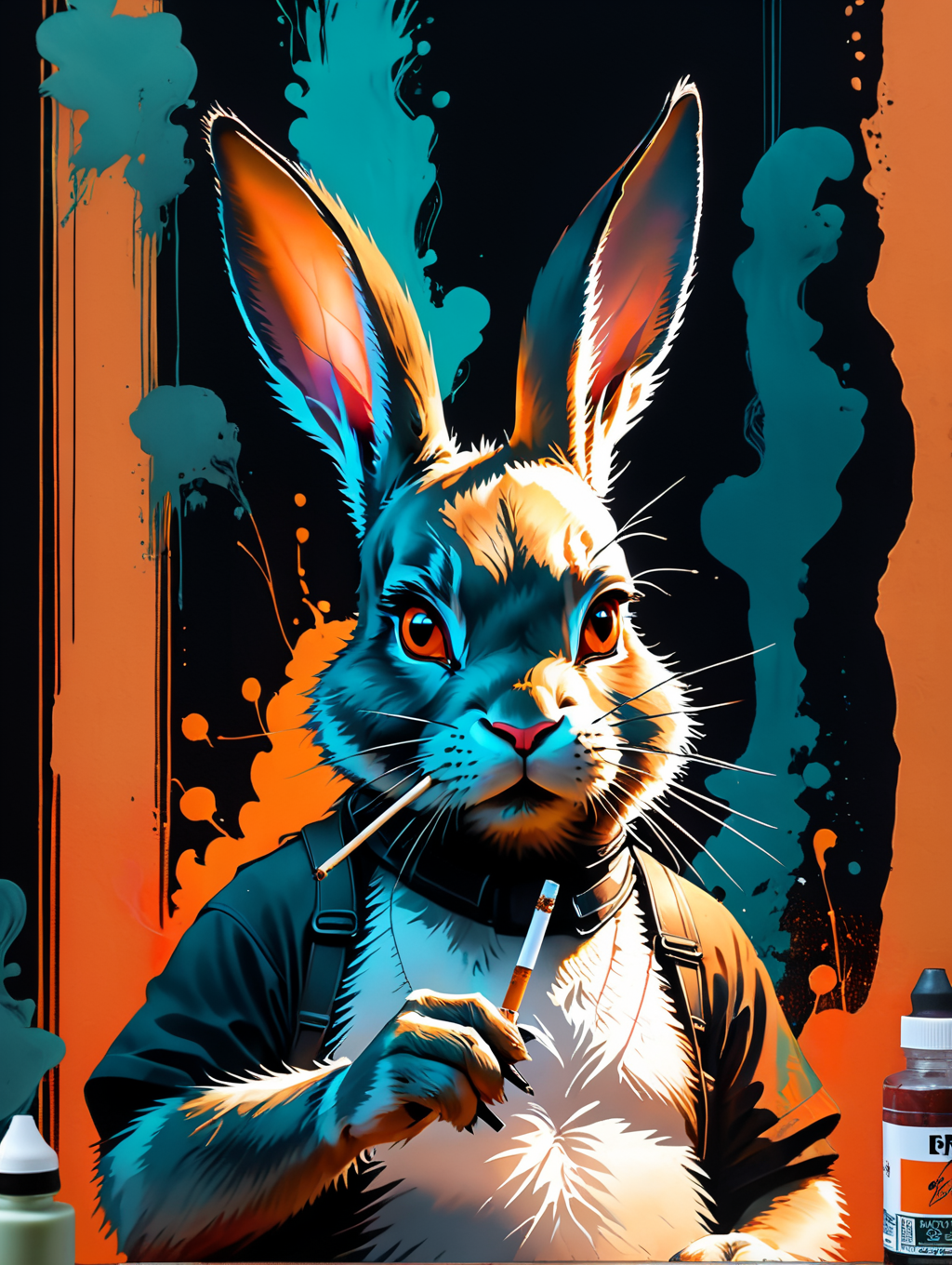 Premium Free ai Images | photo cartoon rabbit smoking joint