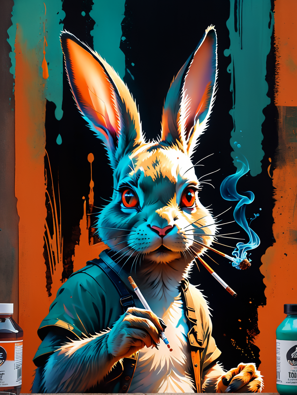 Premium Free ai Images | photo cartoon rabbit smoking joint