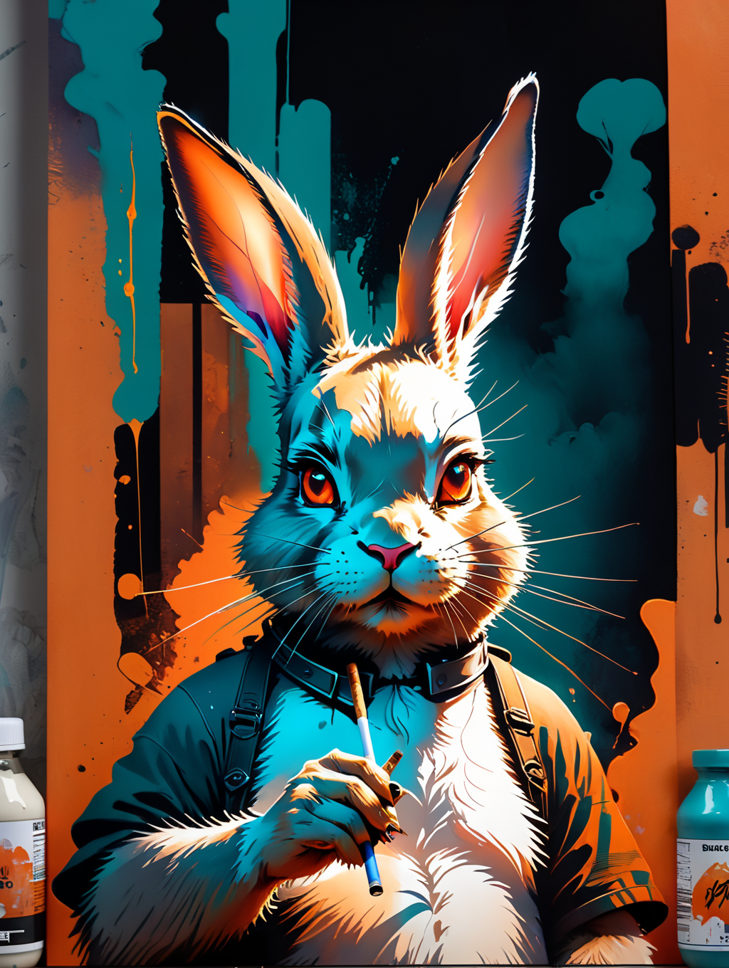 Premium Free ai Images | photo cartoon rabbit smoking joint