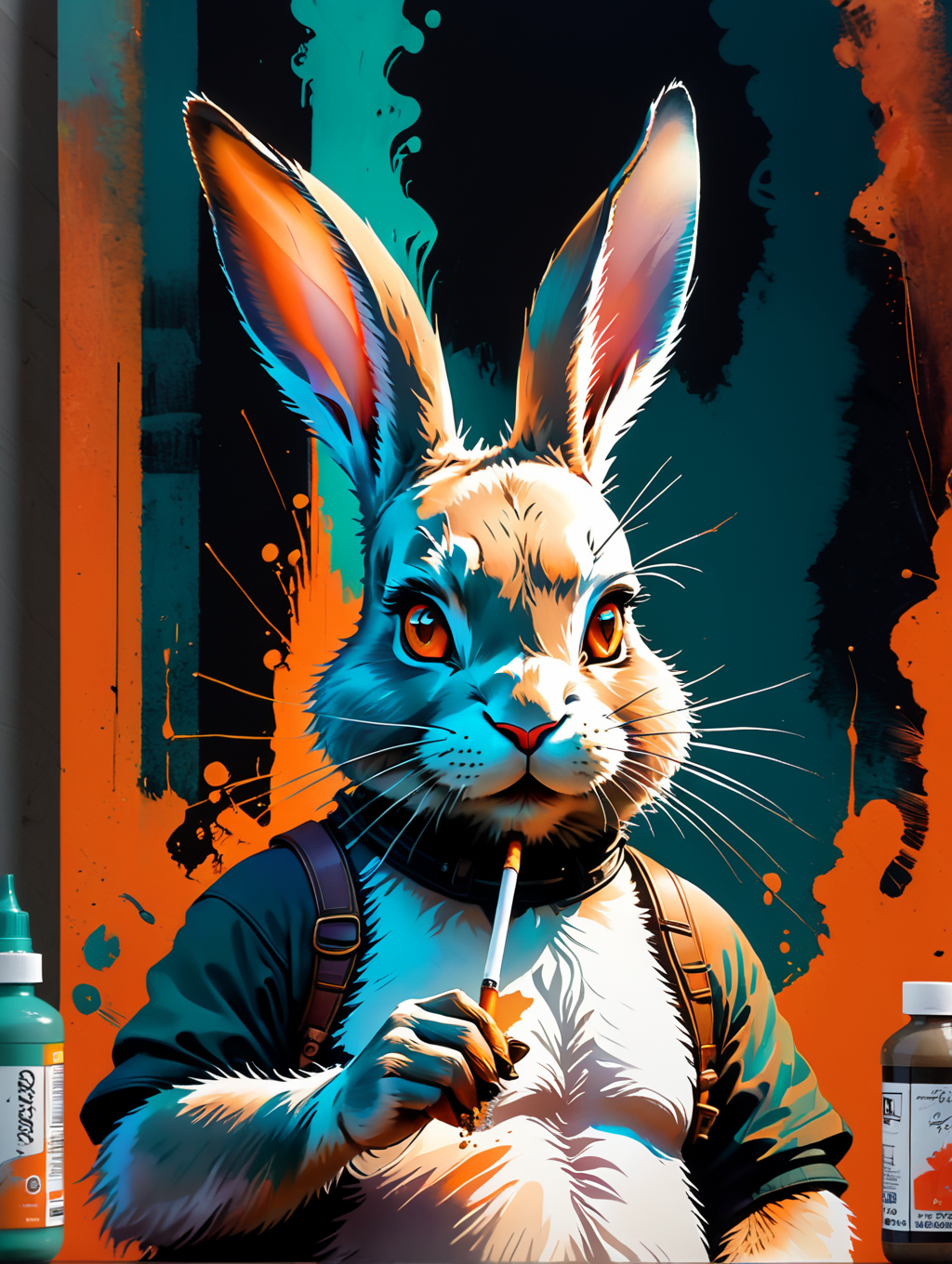 Premium Free ai Images | photo cartoon rabbit smoking joint