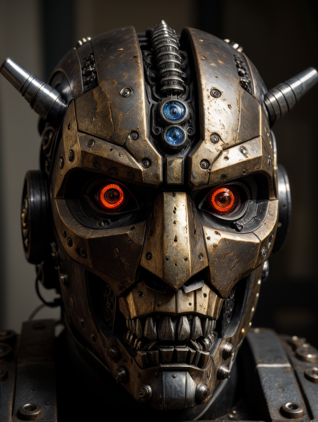 Premium Free ai Images | horror themed transformer head year old metal ...