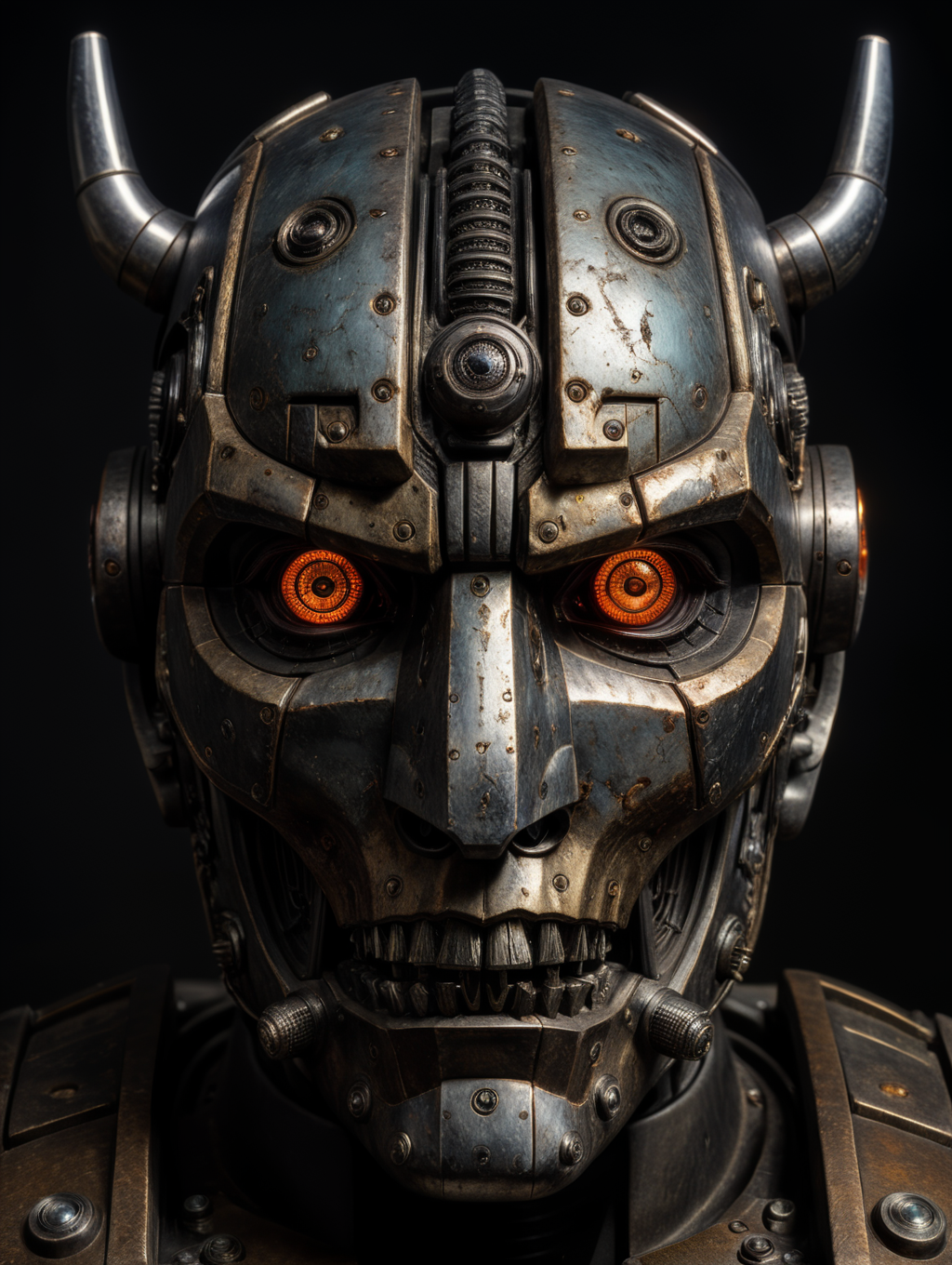 Premium Free ai Images | horror themed transformer head year old metal ...