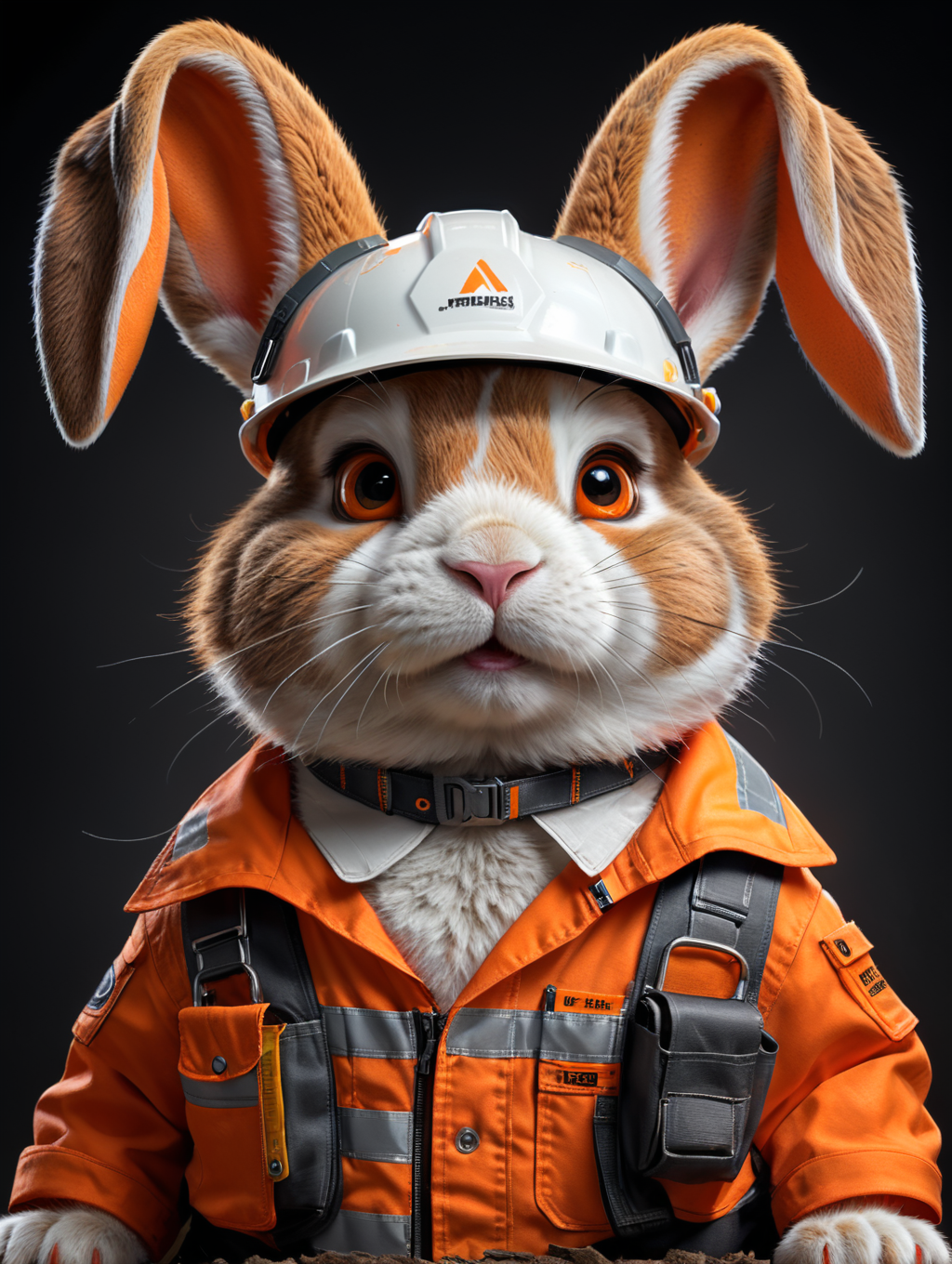Premium Free ai Images | bunny wearing work construction cloths wearing ...