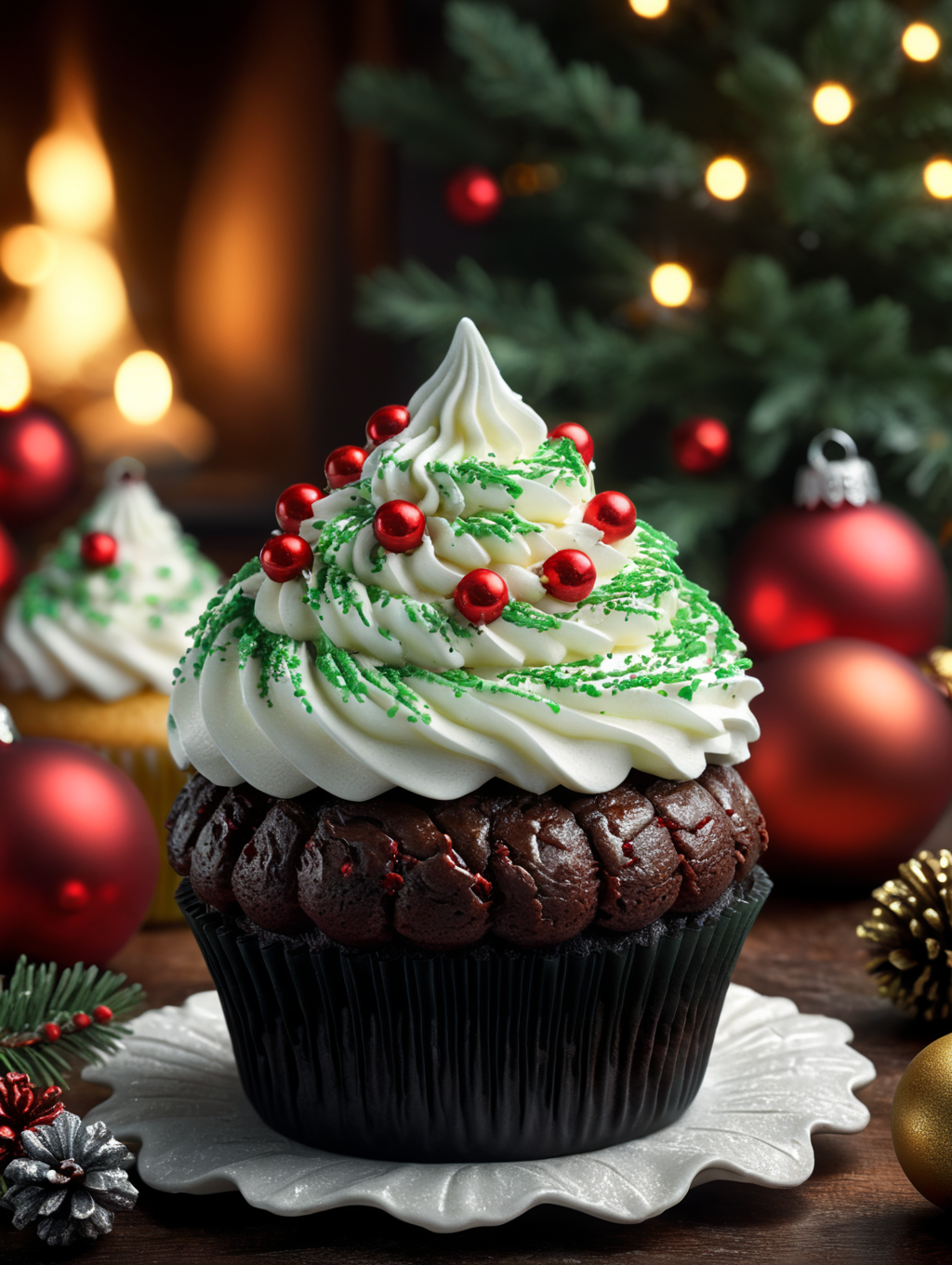 Premium Free ai Images | delicious christmas cupcake with very ...