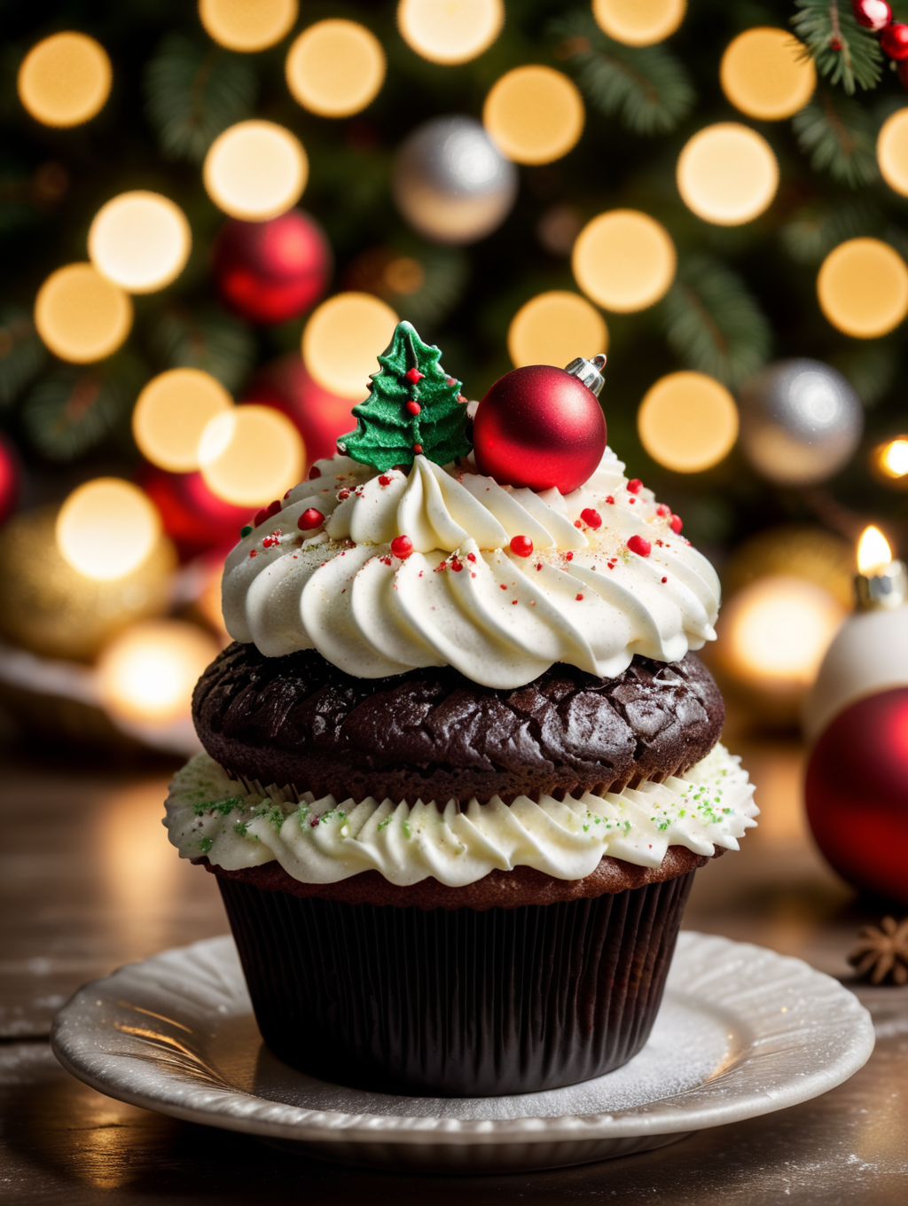 Premium Free ai Images | delicious christmas cupcake with very ...