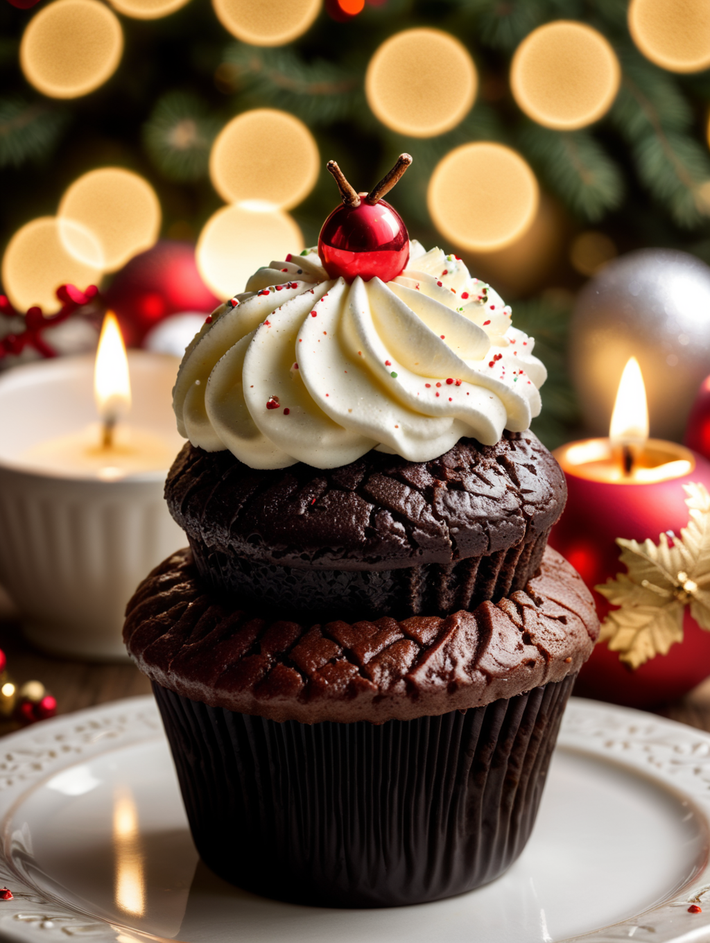 Premium Free ai Images | delicious christmas cupcake with very ...