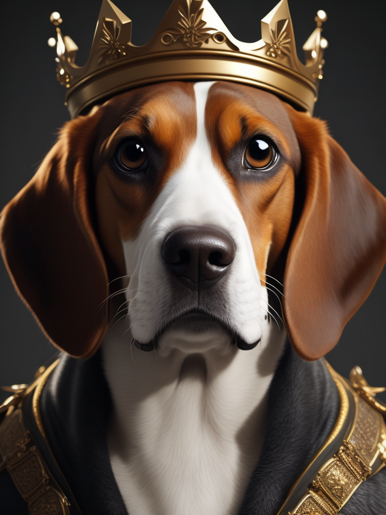 Premium Free ai Images | beagle with crown