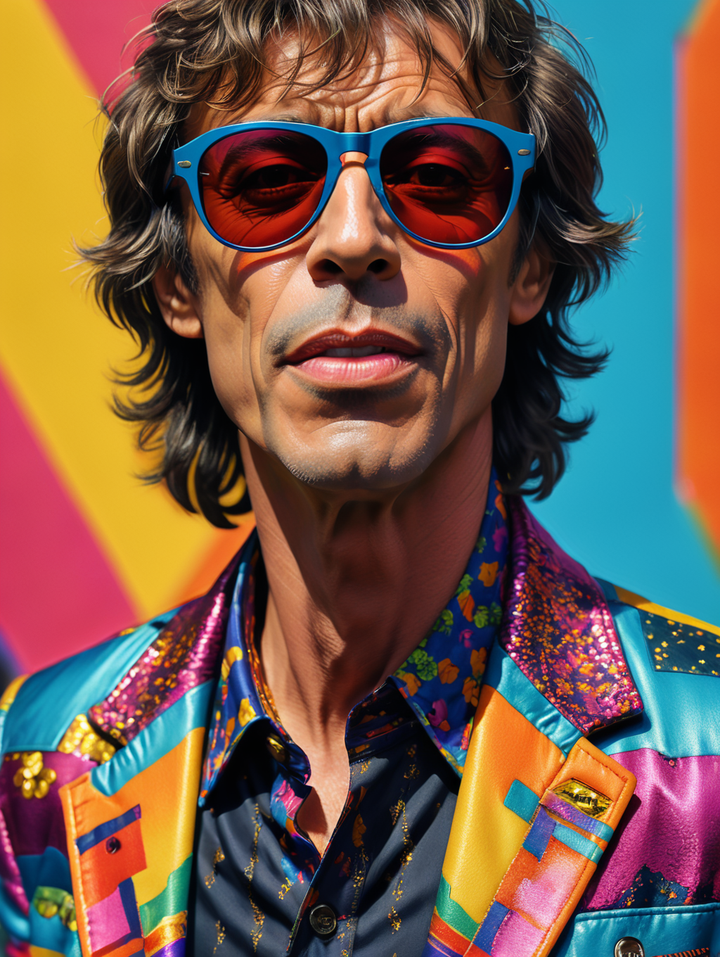 Premium Free ai Images | mick jagger wearing brightly patterned jacket ...