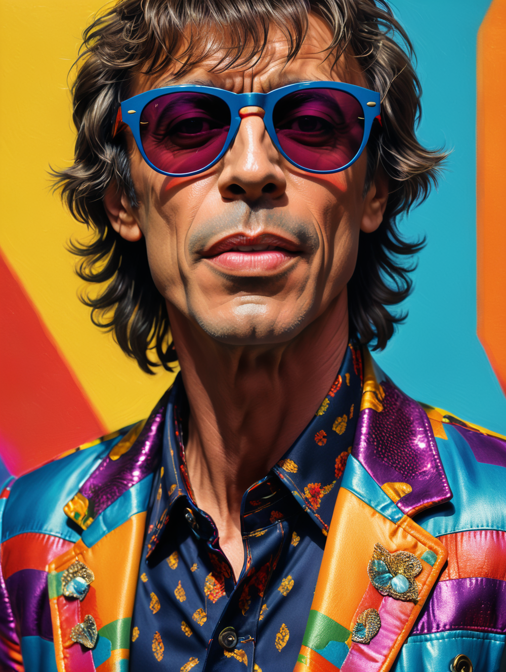 Premium Free ai Images | mick jagger wearing brightly patterned jacket ...