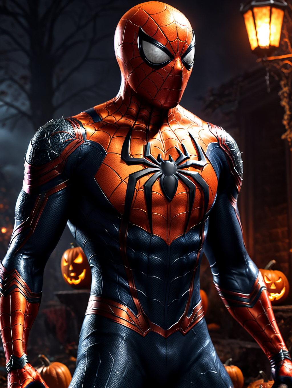 Premium Free ai Images | spider man in halloween suit scary halloween ...
