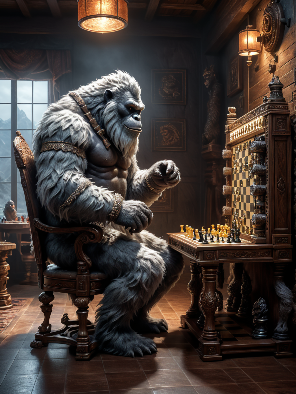 Premium Free ai Images | yeti inside room seen in profile full length with good expression he is ...