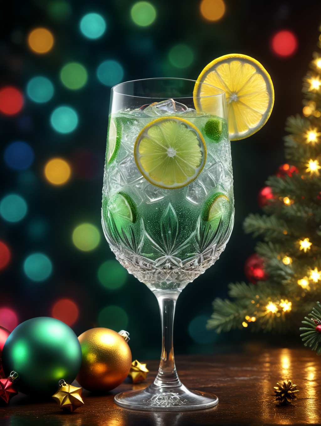 Premium Free ai Images | glass of spritzer on christmas background